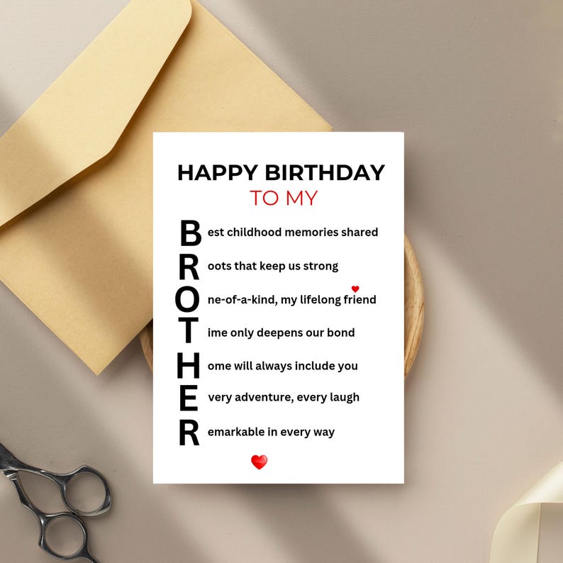 Brother Birthday Card Instant Download | Printable | Happy Birthday to ...