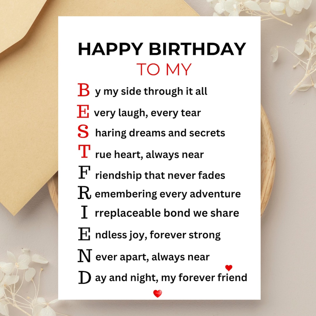 Best Friend Birthday Card Instant Download | Printable | Happy Birthday ...