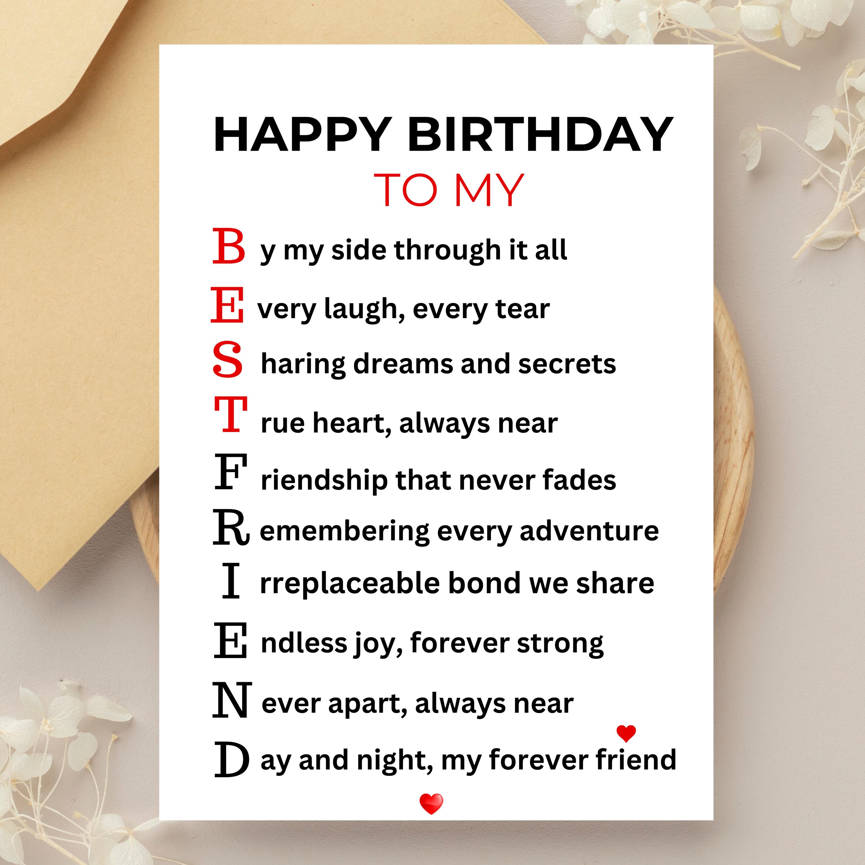 Best Friend Birthday Card Instant Download | Printable | Happy Birthday ...