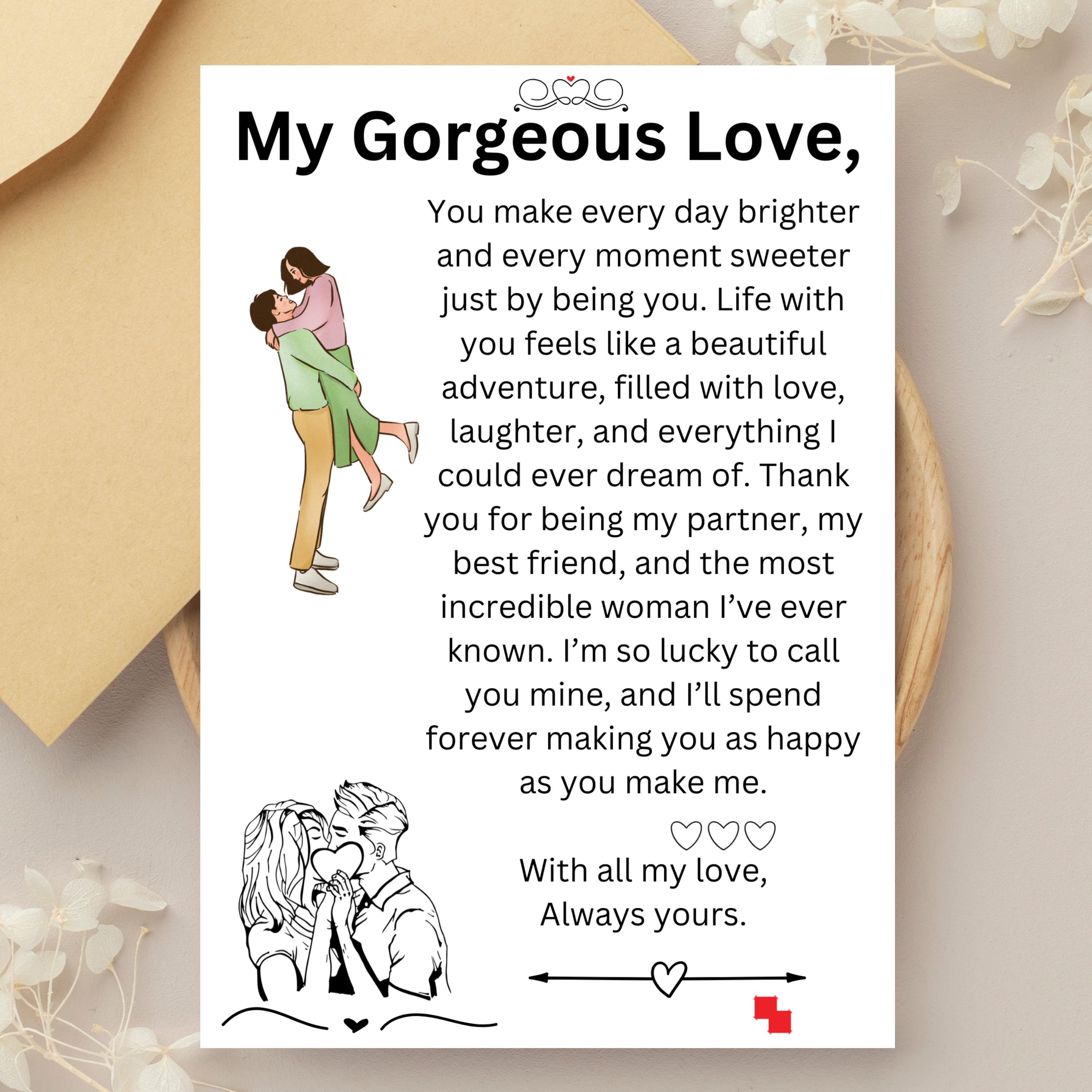 Romantic Love Message Card for Girlfriend, Fiancée, Wife | Printable ...
