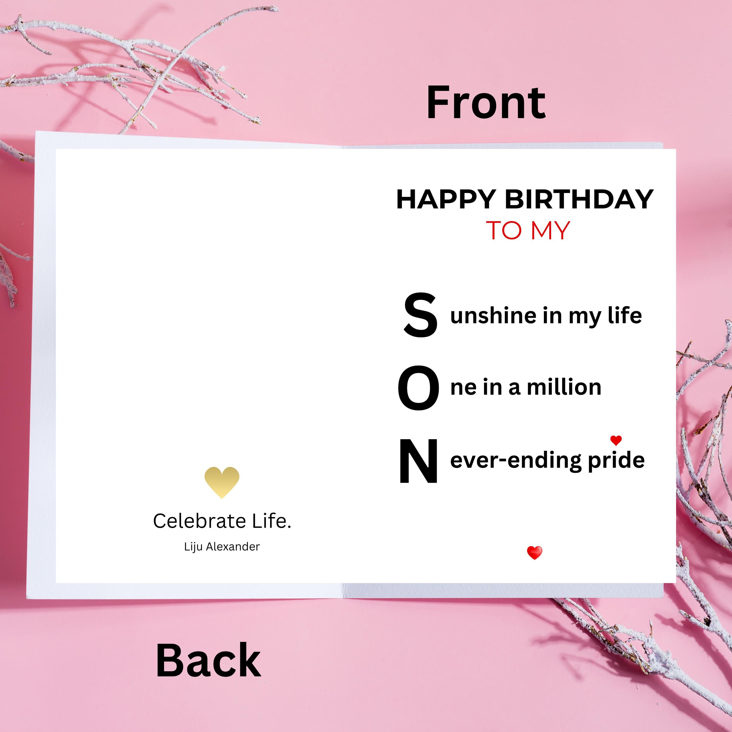 Son Birthday Card Instant Download | Printable | Happy Birthday to My ...