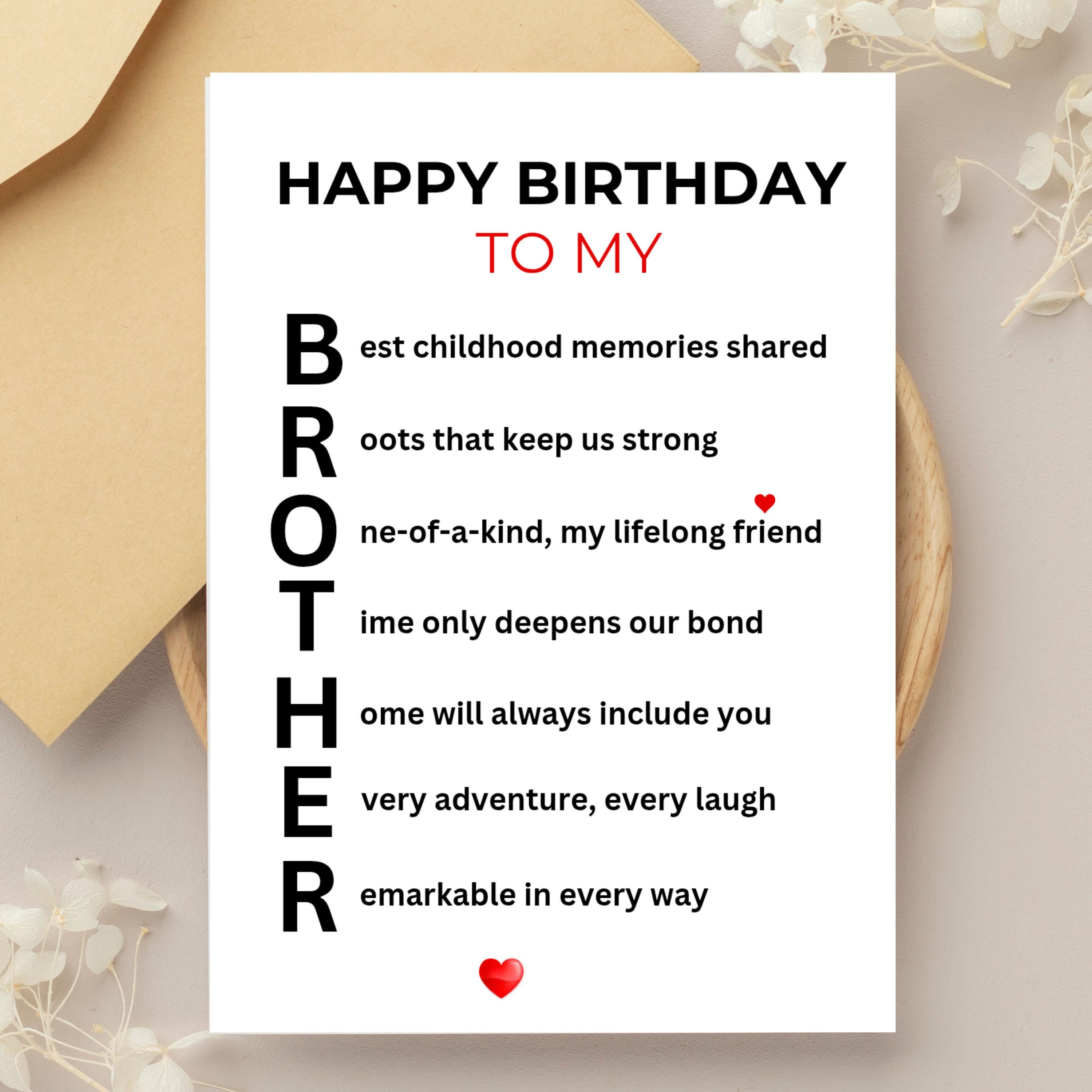 Brother Birthday Card Instant Download | Printable | Happy Birthday to ...