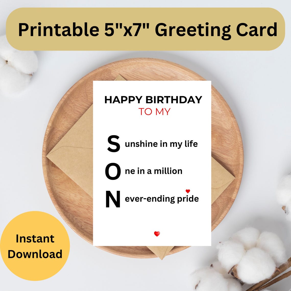 Son Birthday Card Instant Download | Printable | Happy Birthday to My ...