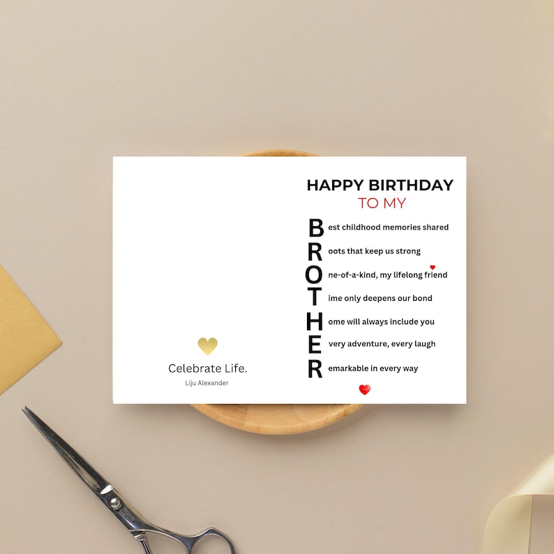 Brother Birthday Card Instant Download | Printable | Happy Birthday to ...