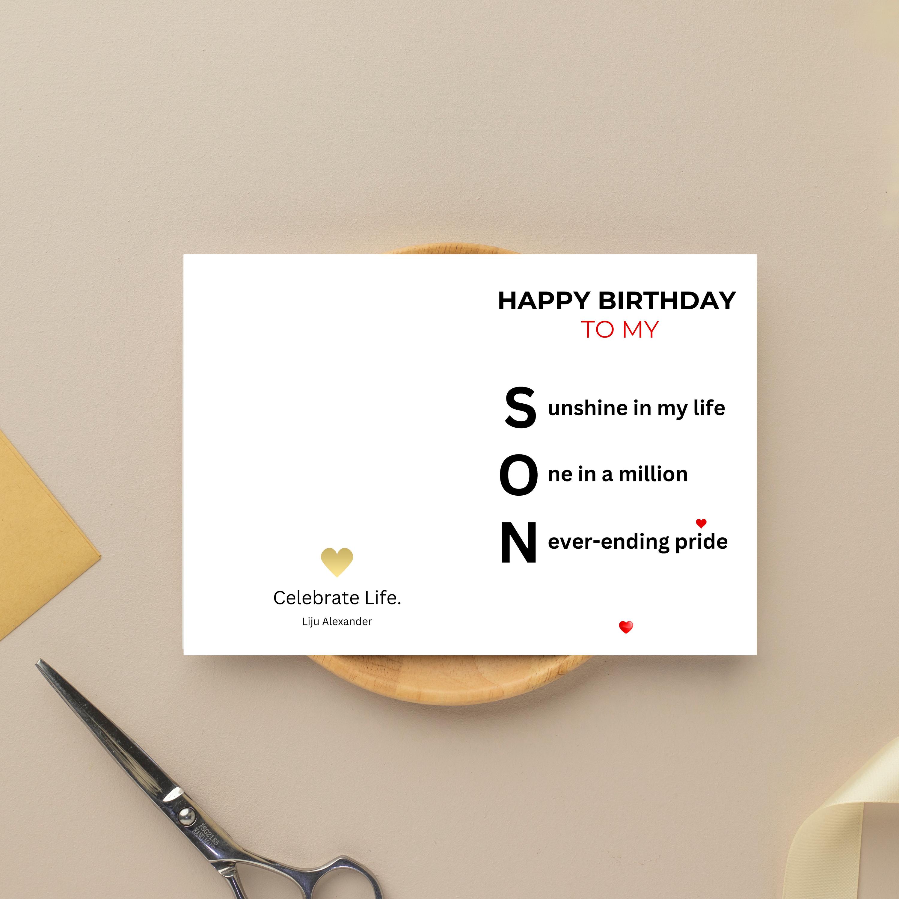 Son Birthday Card Instant Download | Printable | Happy Birthday to My ...
