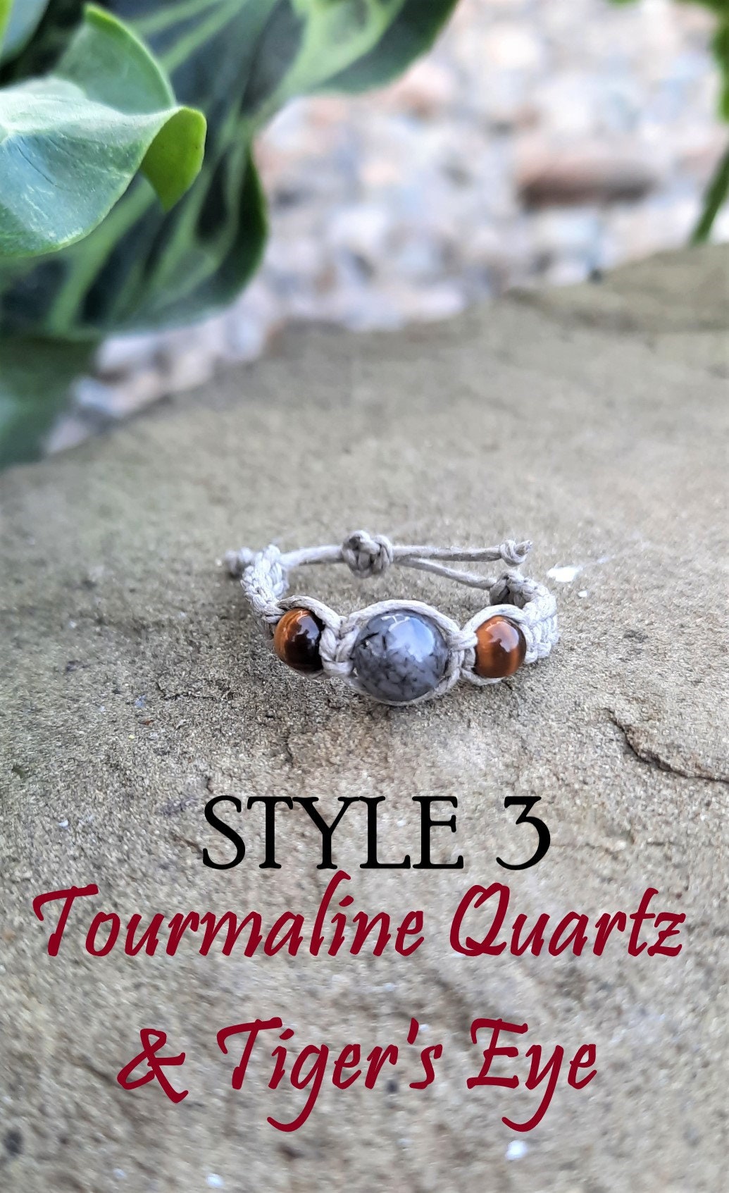 Beaded Hemp Ring Natural Stone Adjustable - Etsy