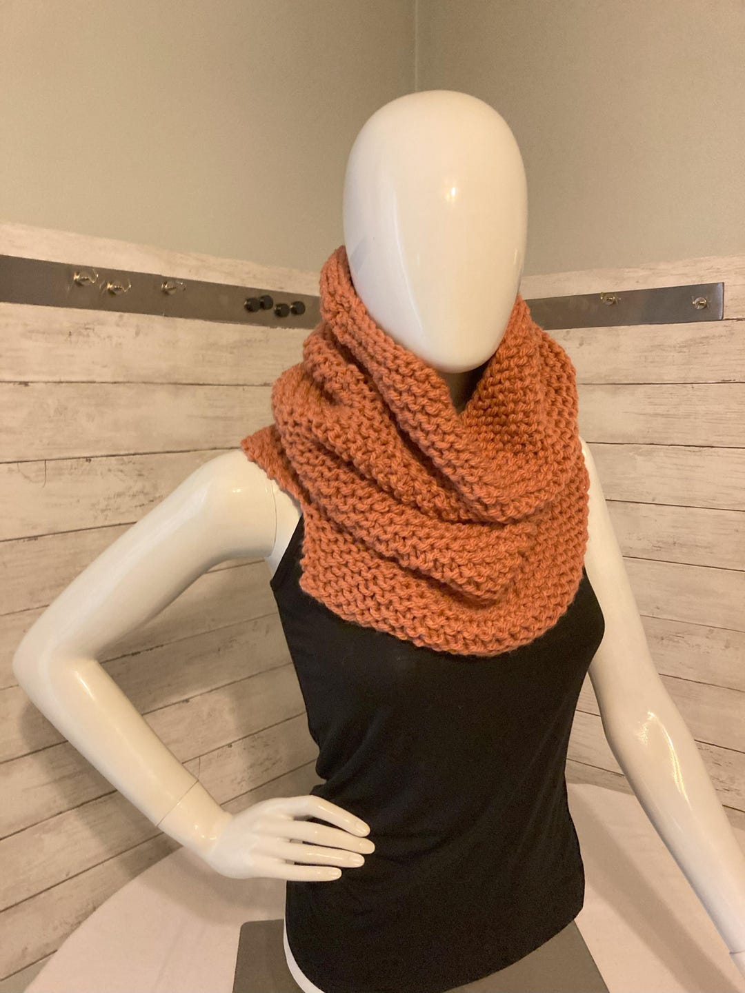 Slouch Knit Cowl - Muted Orange Color - Wear Slouched or Folded Over or ...
