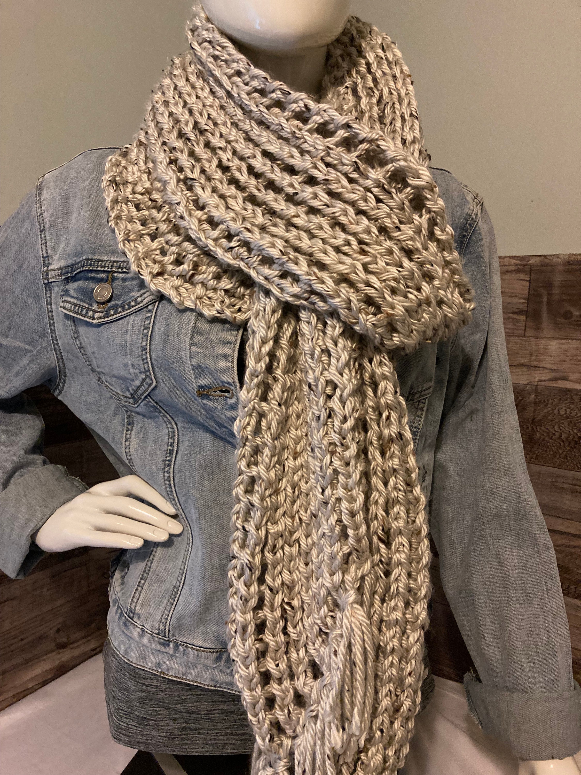 Extra Long and Thick Aspen Tweed Homeland Scarf Knitted in a Simple ...