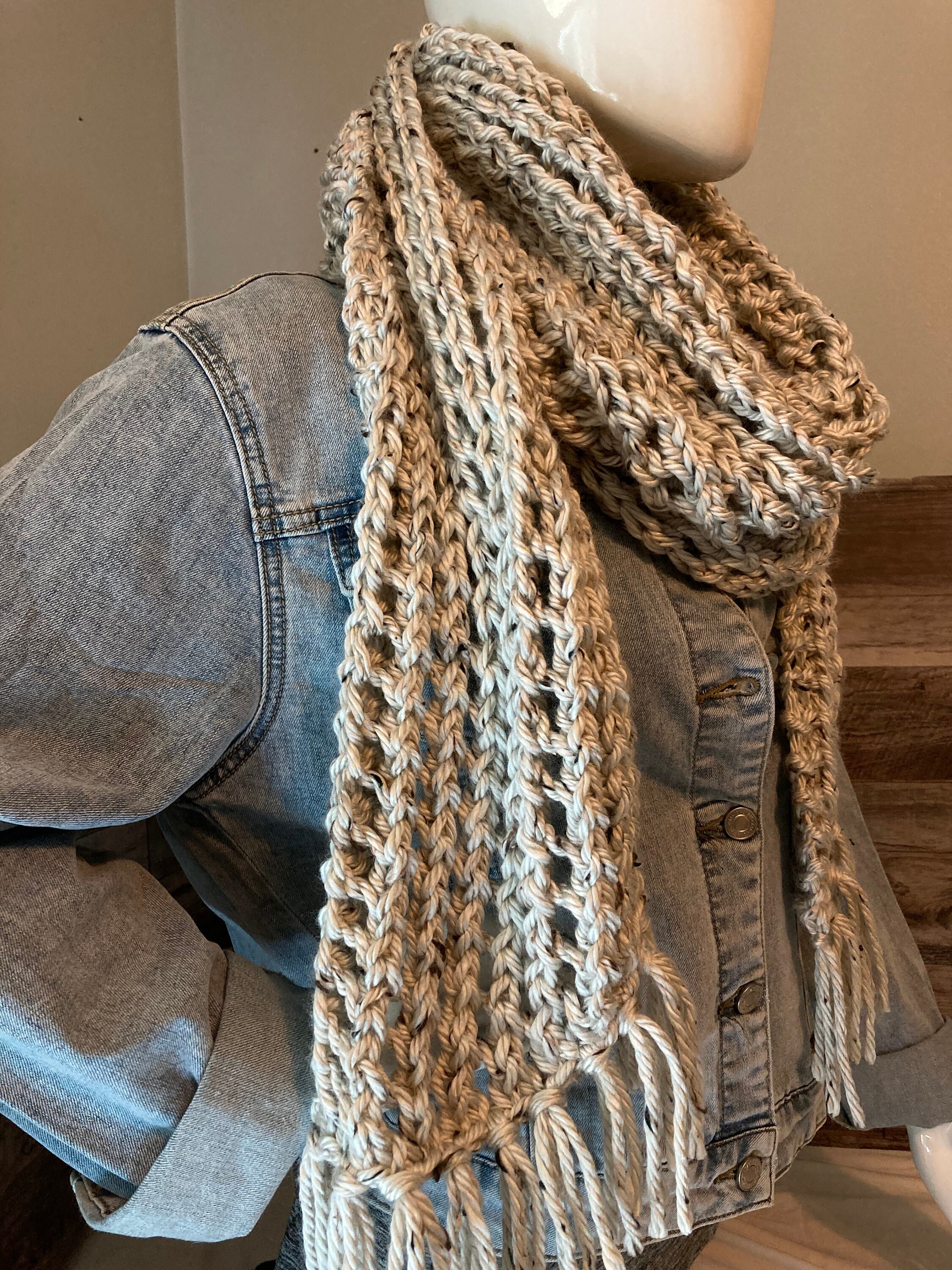 Extra Long and Thick Aspen Tweed Homeland Scarf Knitted in a Simple ...