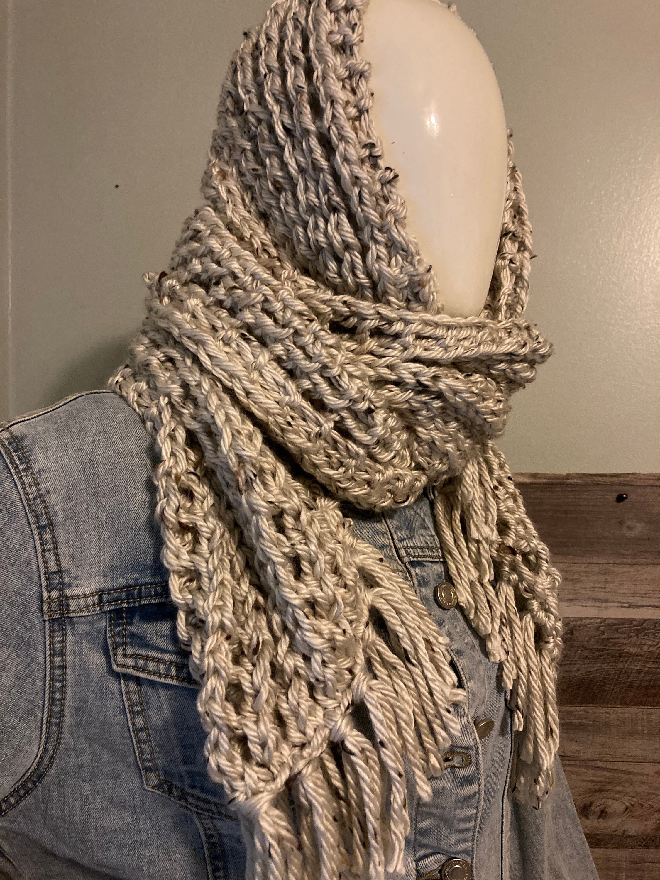 Extra Long and Thick Aspen Tweed Homeland Scarf Knitted in a Simple ...