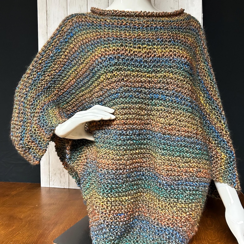 Hand Knit Orange Poncho - Etsy