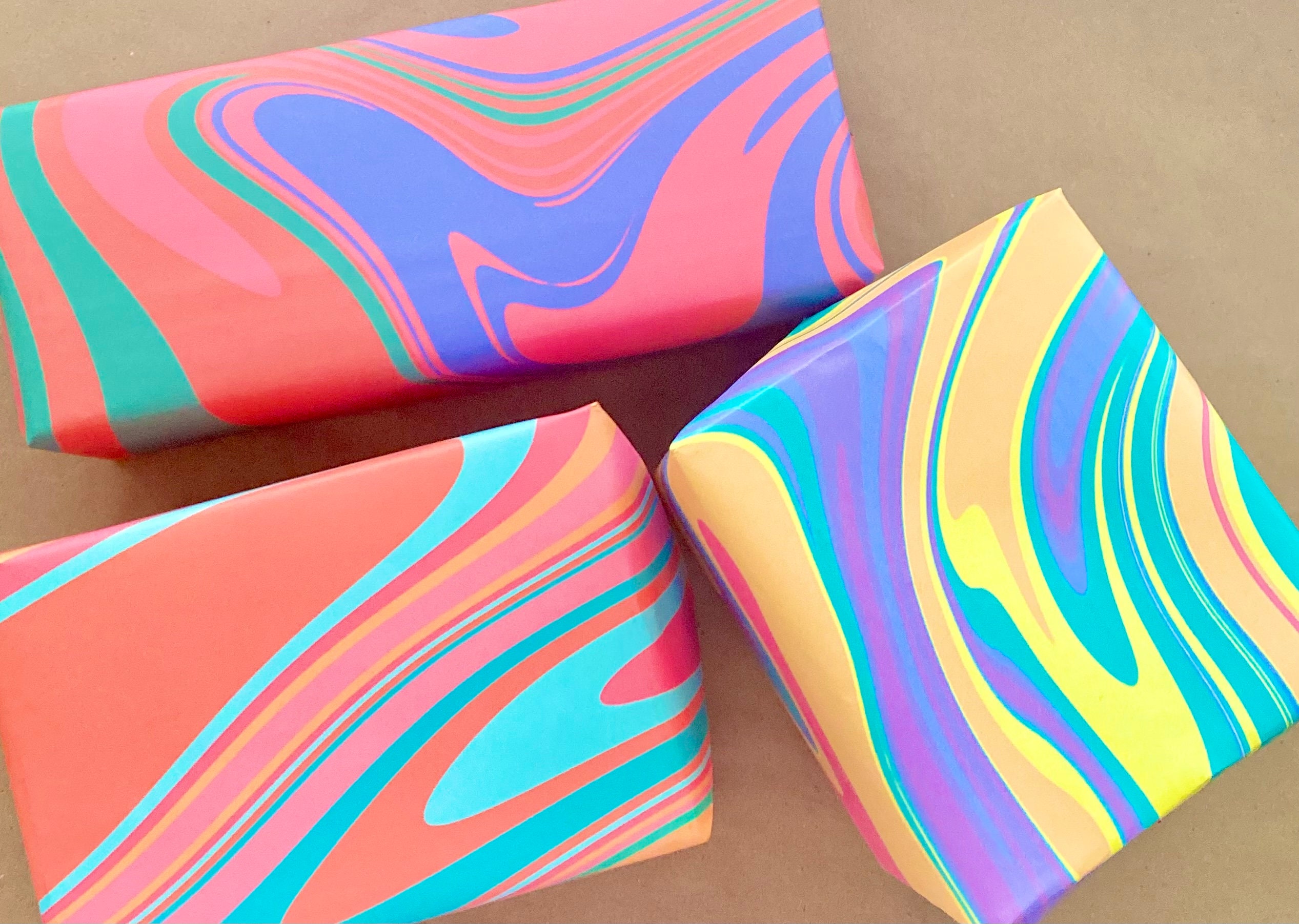 Colorful Marbled Gift Wrap Psychedelic Vintage Inspired 60s 70s Vibe ...