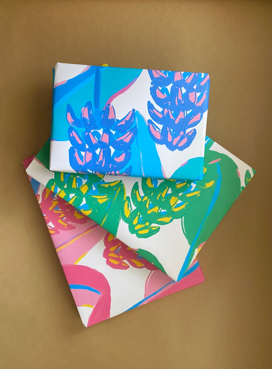 Bright Bananas Gift Wrap Tropical Plants Wrapping Paper Jungle Leaves ...