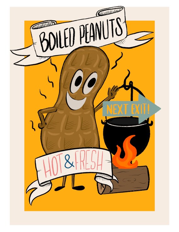 Boiled Peanuts Digital Art Print Vintage Signs Southern Food | Etsy