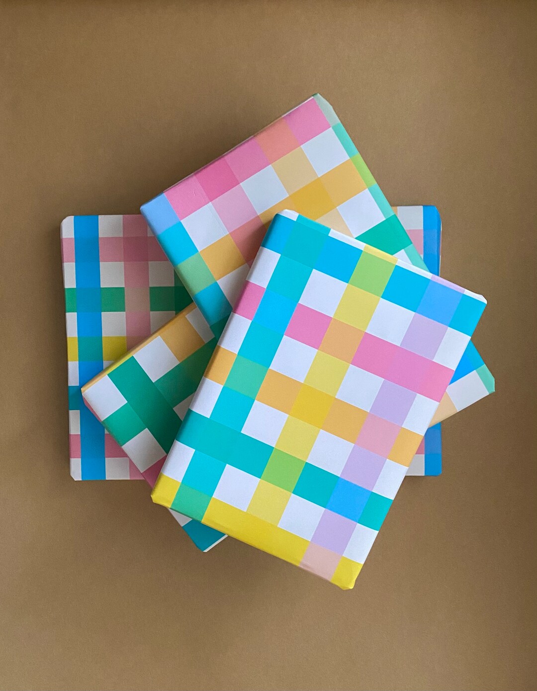 Rainbow Gingham Gift Wrap | Multicolored Plaid Wrapping Paper ...