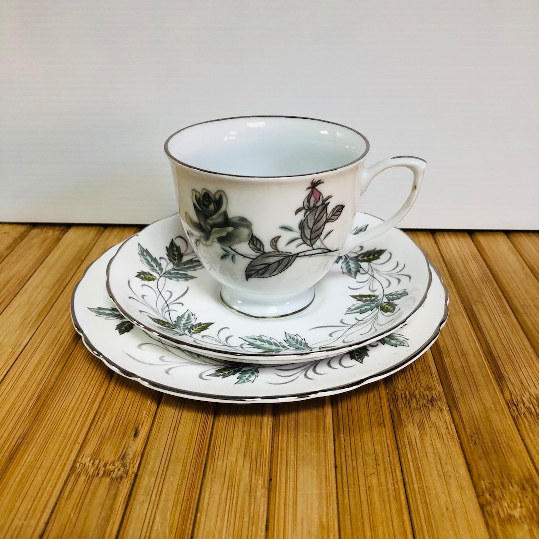 Vintage English Tuscan Bone China Rondeley Pattern Plate and Saucer and ...