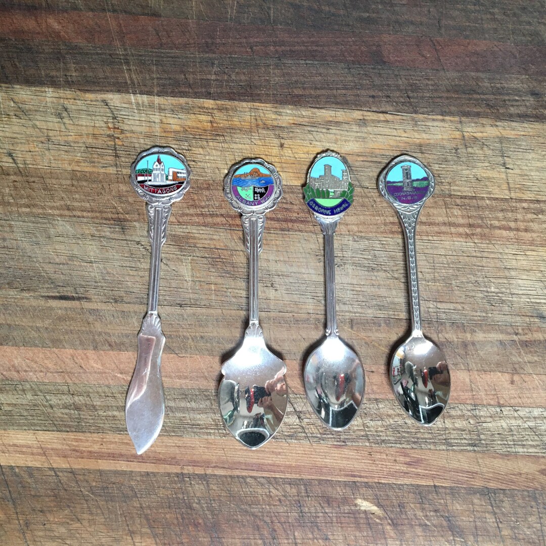 Vintage Souvenir Enameled Spoons Mittagong, Albany, Osborne House ...