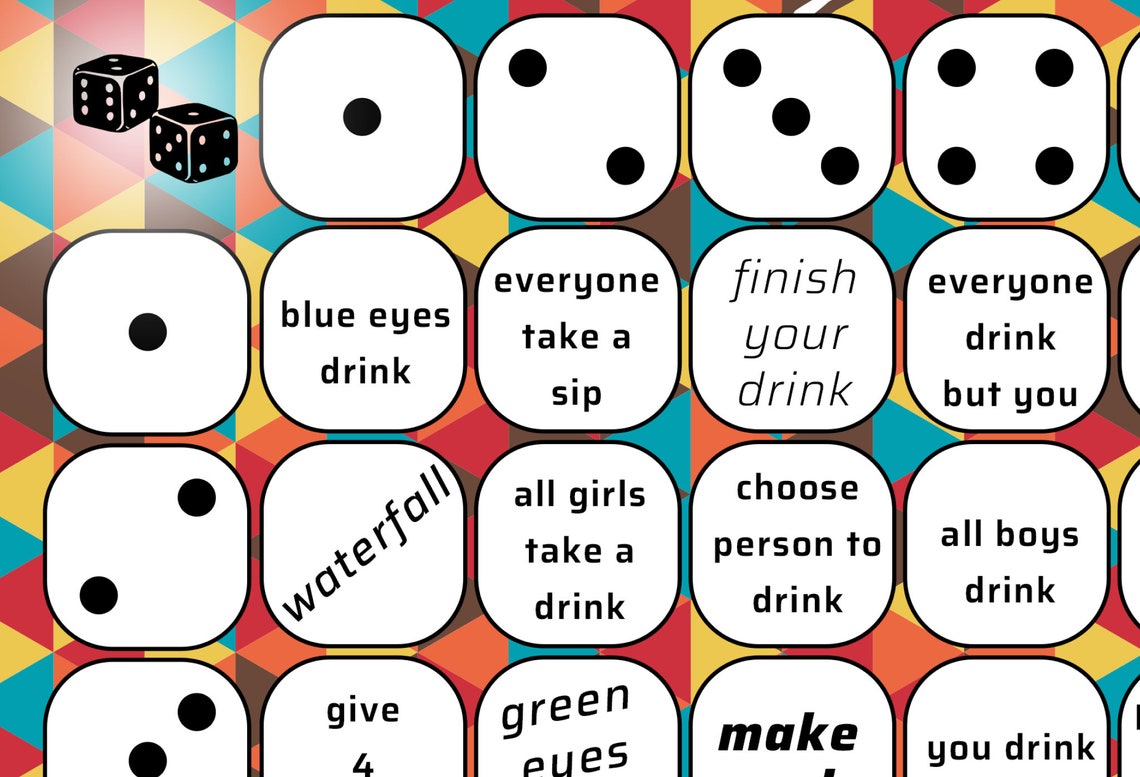 Drunk Dice Drinking Games For Adults Alcohol Game Printable Pdf