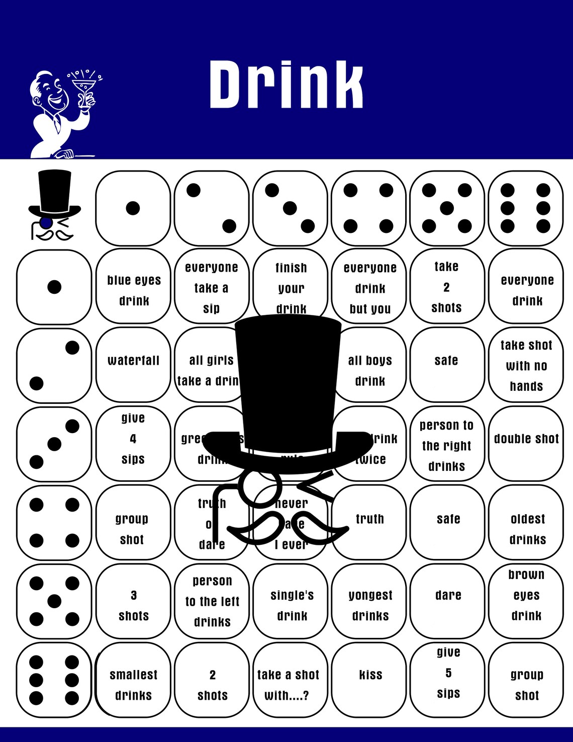 Drunk Dice Drinking Games For Adults Alcohol Game Etsy