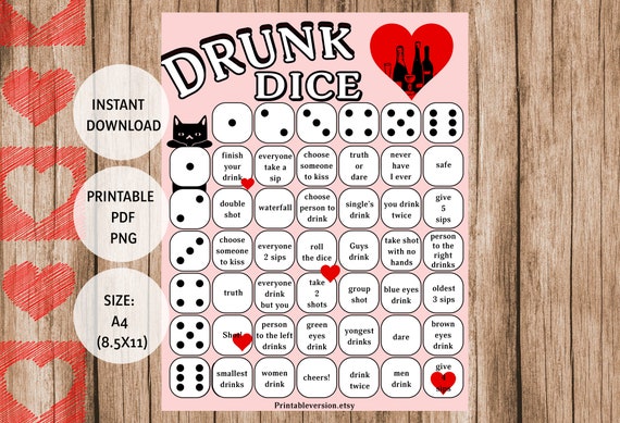 Drunk Dice / Drinking Games for Adults / Alcohol Game - Etsy