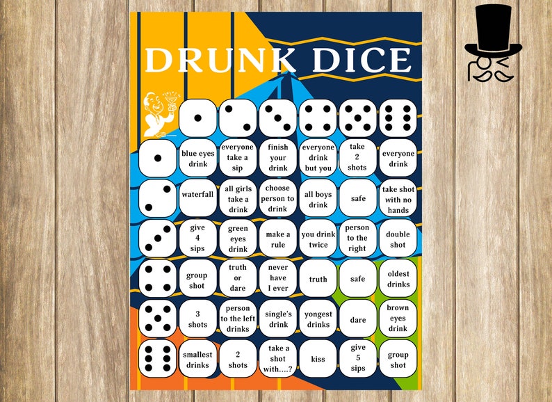Drunk Dice / Drinking Games for Adults / Alcohol Game, Printable PDF ...