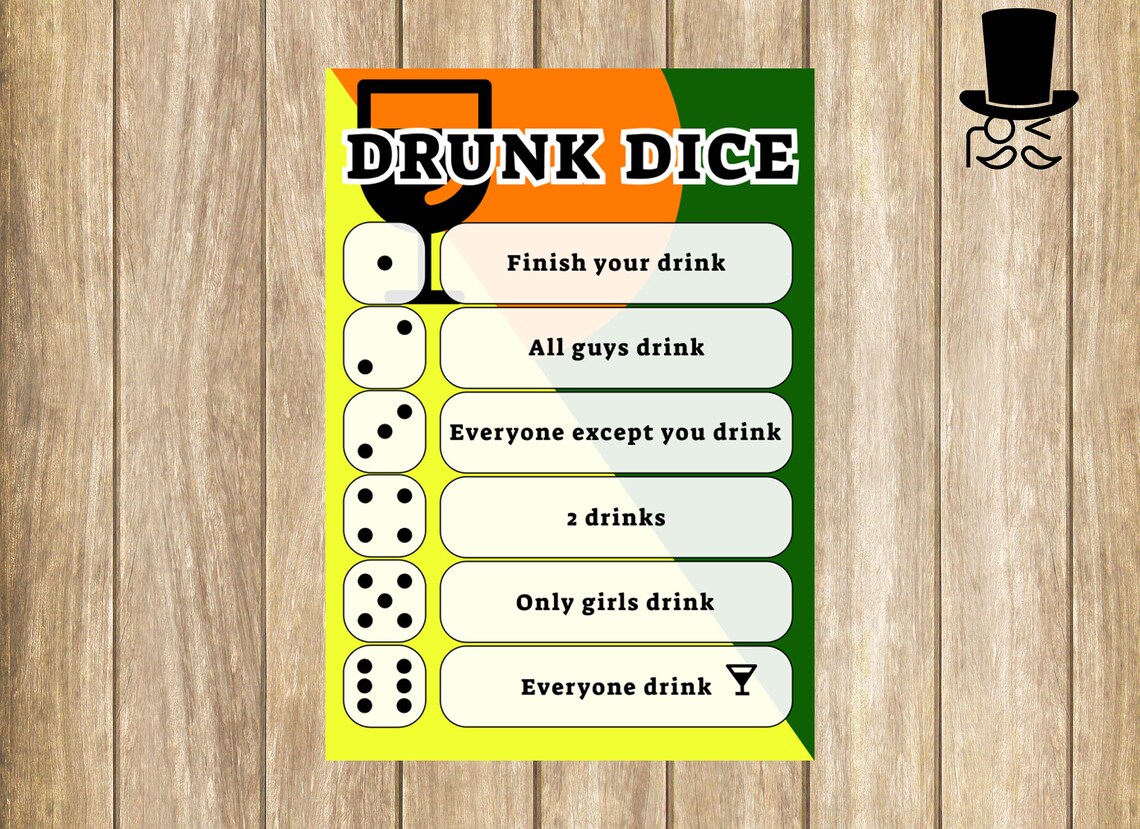 Drunk Dice Drinking Games For Adults Etsy