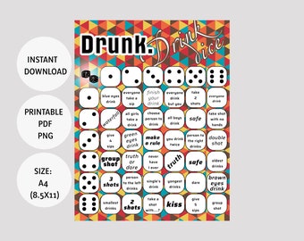 Printable Drunk Dice - Etsy