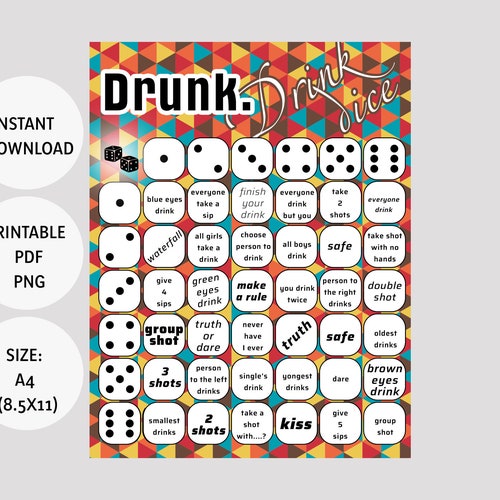 Drunk Dice Drinking Game Fun Party Games For Adults Girls Etsy