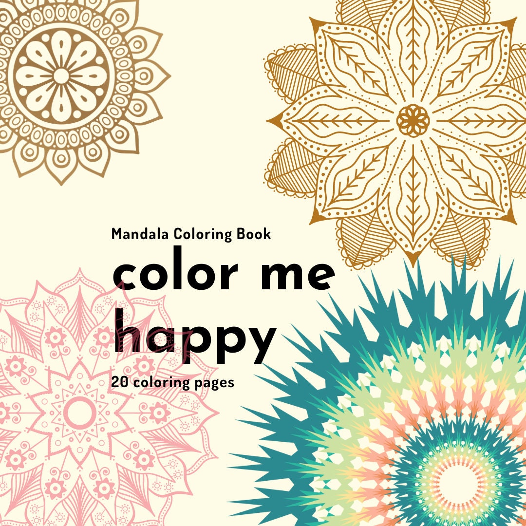 Color Me Happy Mandala Coloring Book - Etsy