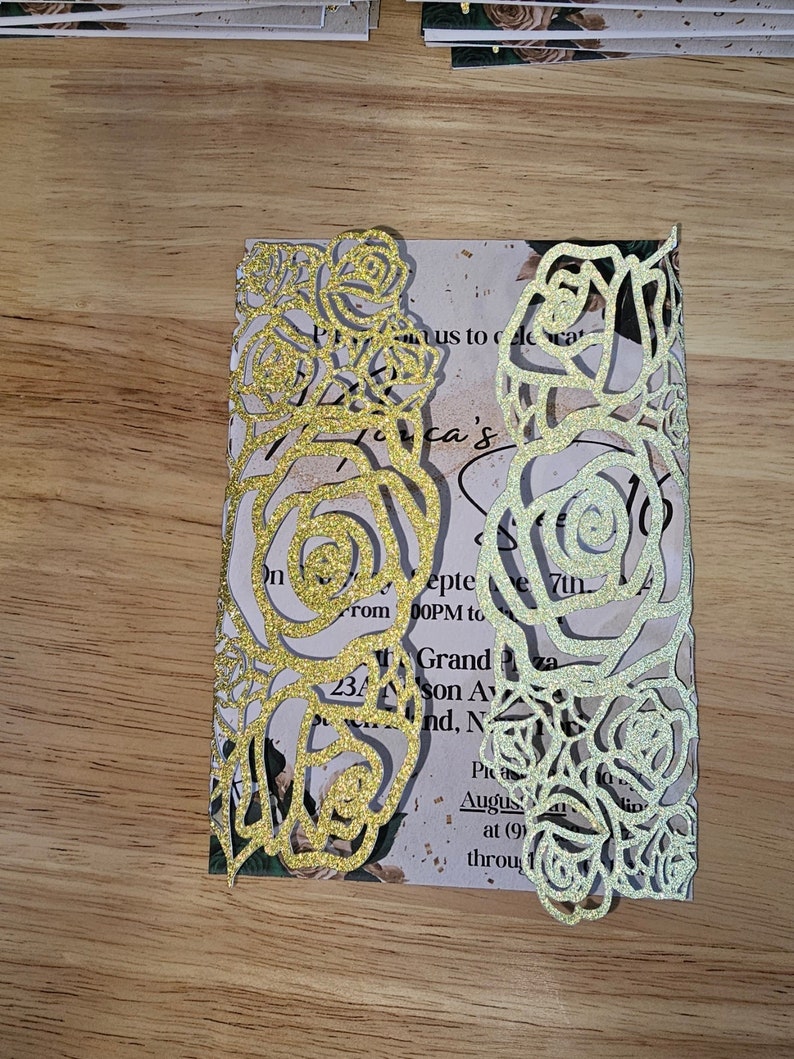 Design of Rose Invitation Sleeve for a 5x7 Invitation Card: Designed ...