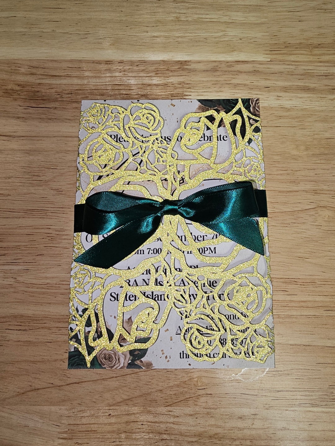 Design of Rose Invitation Sleeve for a 5x7 Invitation Card: Designed ...