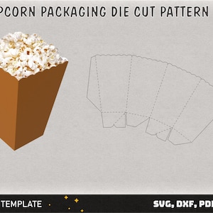 Popcorn Box Die Cut Template Set, Popcorn Packaging Die-cut Pattern ...