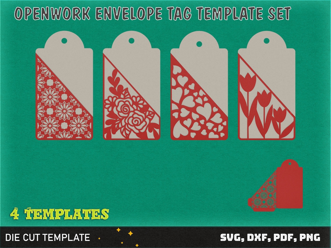 Envelope Tag Template Set, Openwork Envelope Svg, Openwork Envelope ...