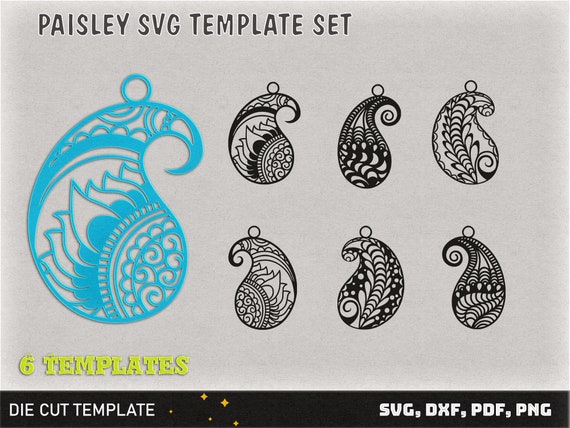 Paisley Svg Template Set paisley Laser Cutting Craft Paper | Etsy