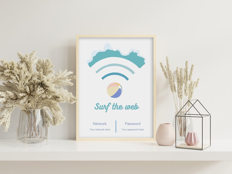 Beach House Wifi Sign, Beach House Decor Air Bnb Sign, Wifi Password ...
