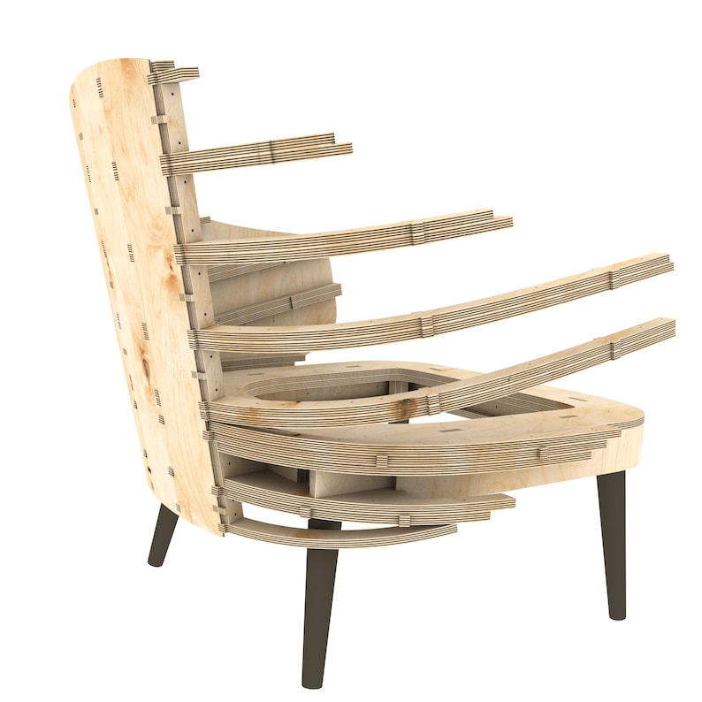 Armchair Frame Plan, CAD Model, CNC Nesting, Plywood Frames, DXF Files ...