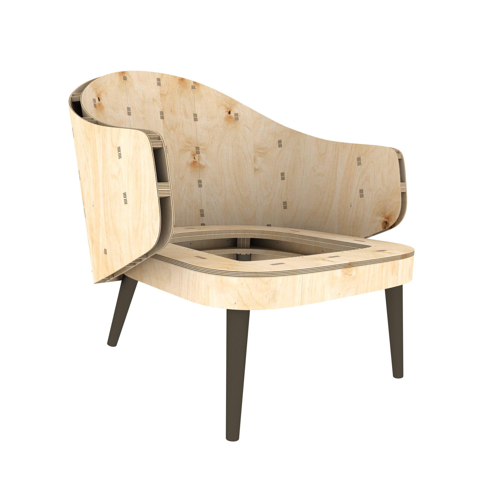 Armchair Frame Plan, CAD Model, CNC Nesting, Plywood Frames, DXF Files ...
