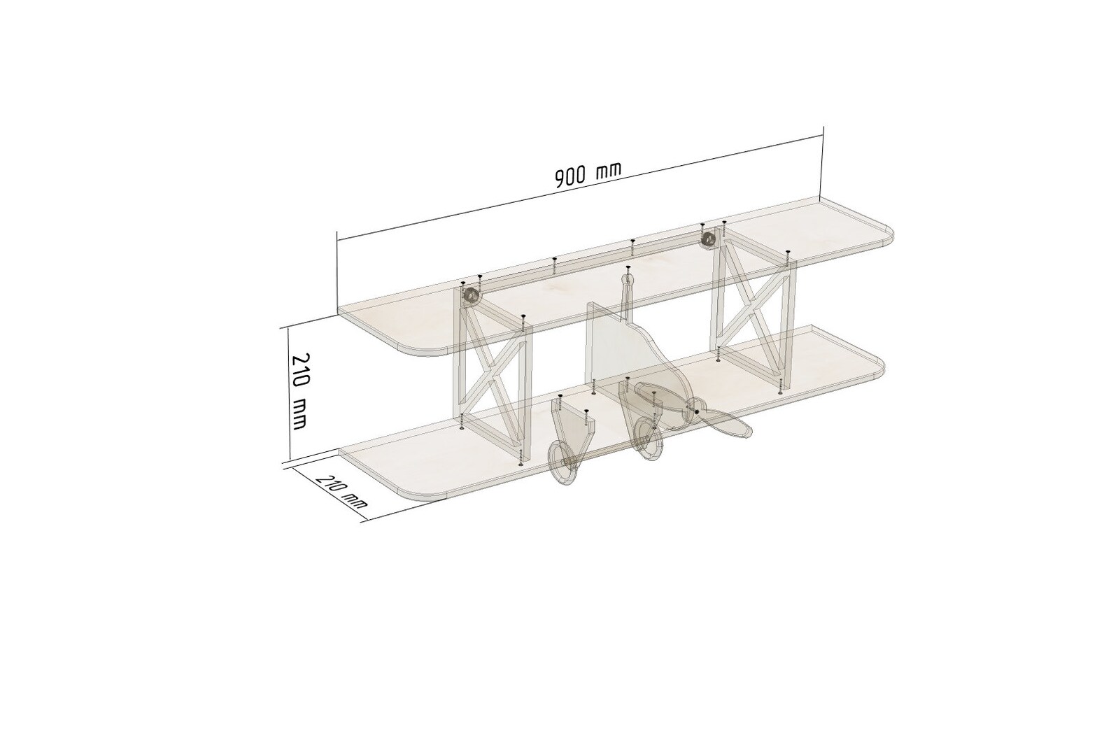 Bookshelf, Airplane Shelf, Plywood, Solid Model, CNC Files, Biplane ...