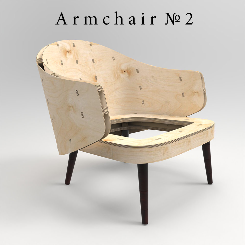 Armchair Frame Plan, CAD Model, CNC Nesting, Plywood Frames, DXF Files ...