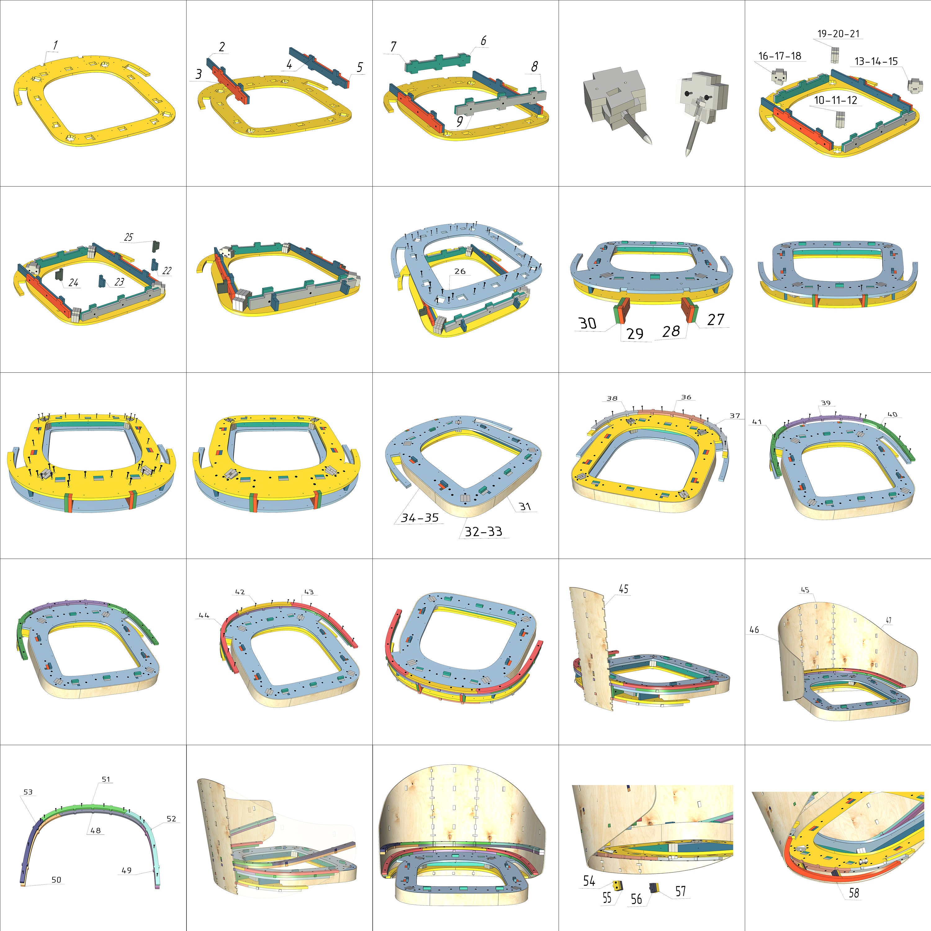 Armchair Frame Plan, CAD Model, CNC Nesting, Plywood Frames, DXF Files ...