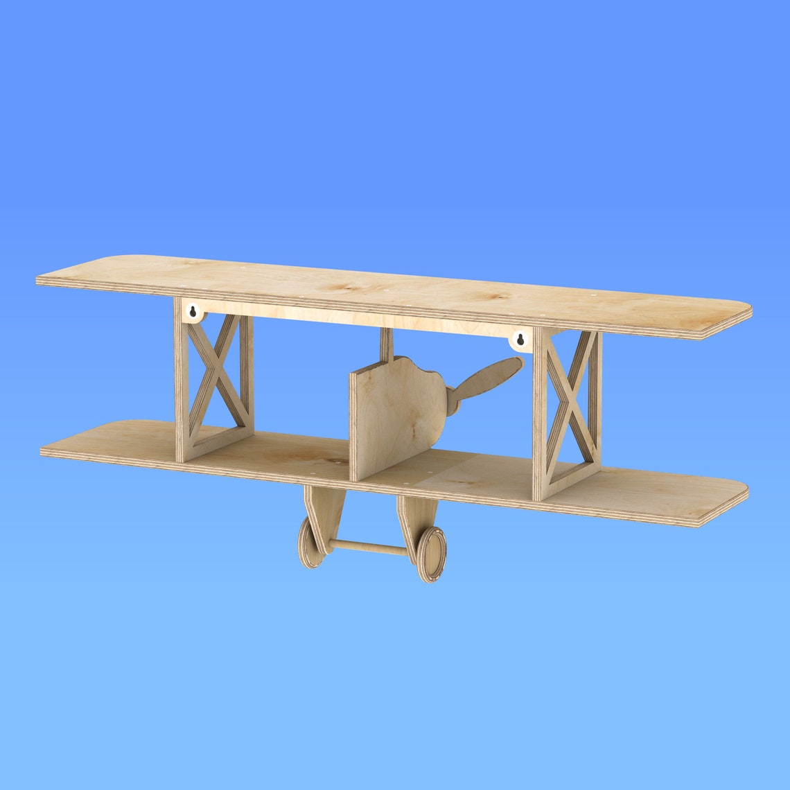 Bookshelf, Airplane Shelf, Plywood, Solid Model, CNC Files, Biplane ...