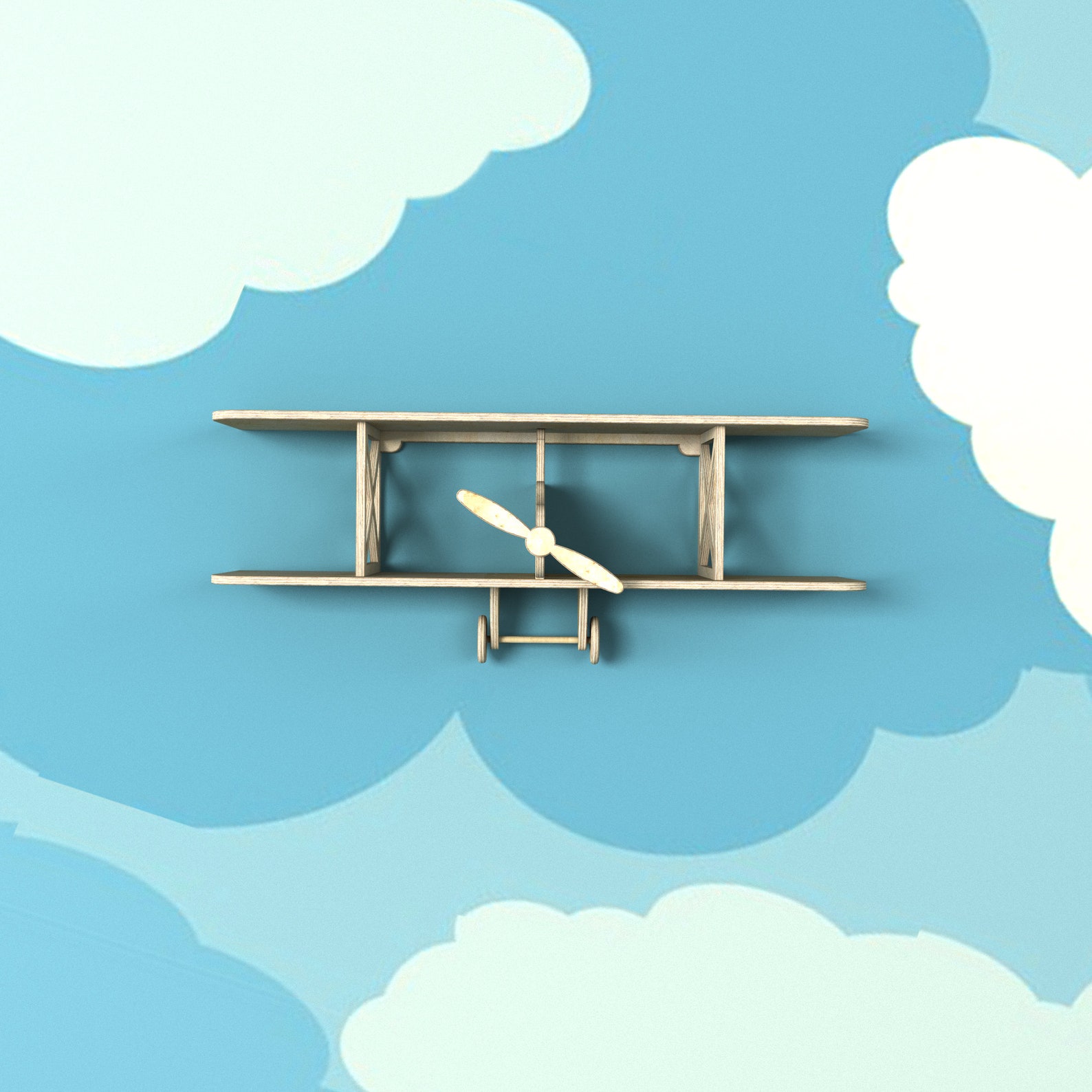 Bookshelf, Airplane Shelf, Plywood, Solid Model, CNC Files, Biplane ...