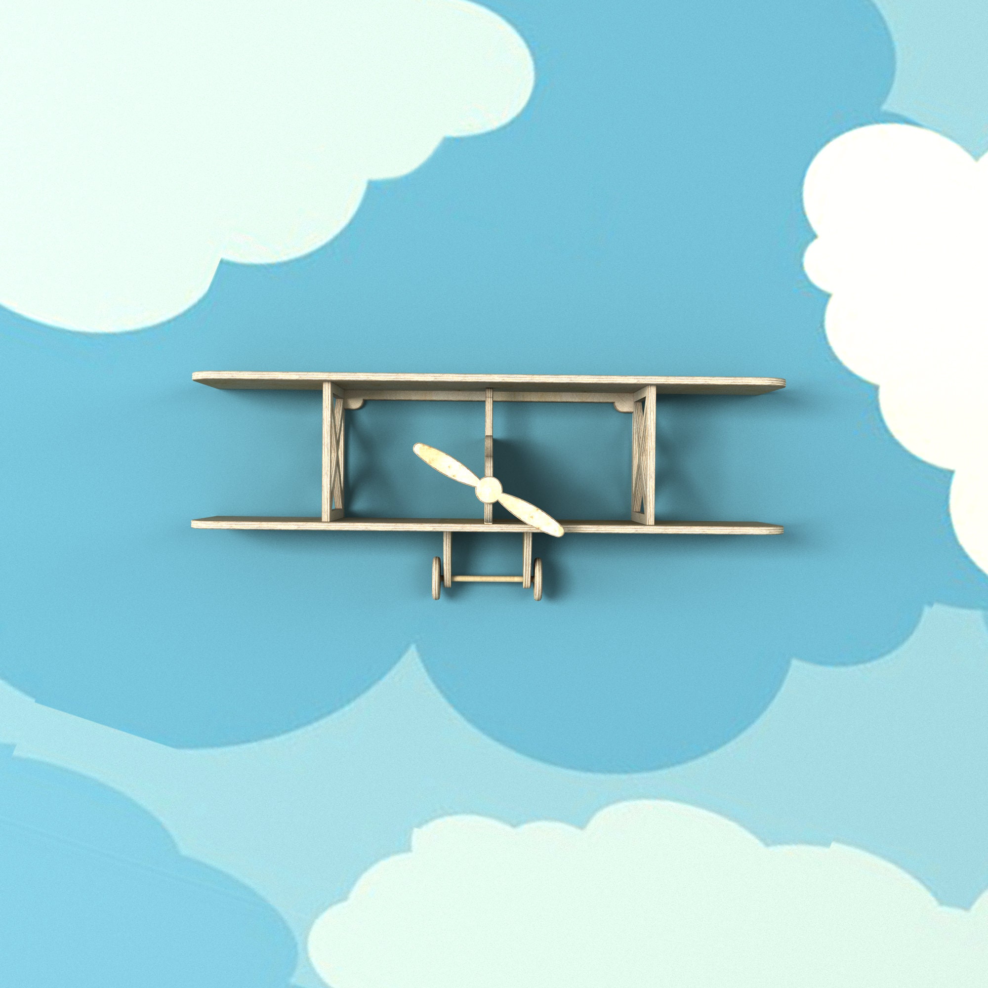 Bookshelf, Airplane Shelf, Plywood, Solid Model, CNC Files, Biplane ...