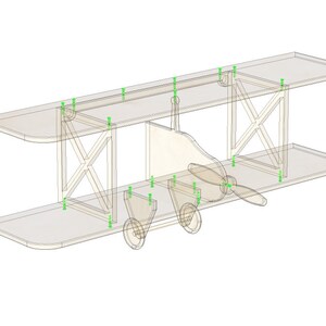 Bookshelf, Airplane Shelf, Plywood, Solid Model, CNC Files, Biplane ...