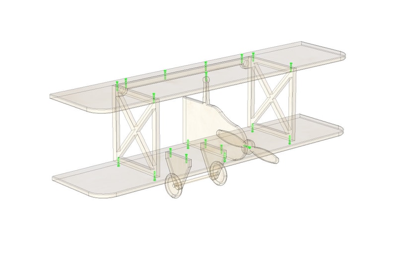 Bookshelf, Airplane Shelf, Plywood, Solid Model, CNC Files, Biplane ...