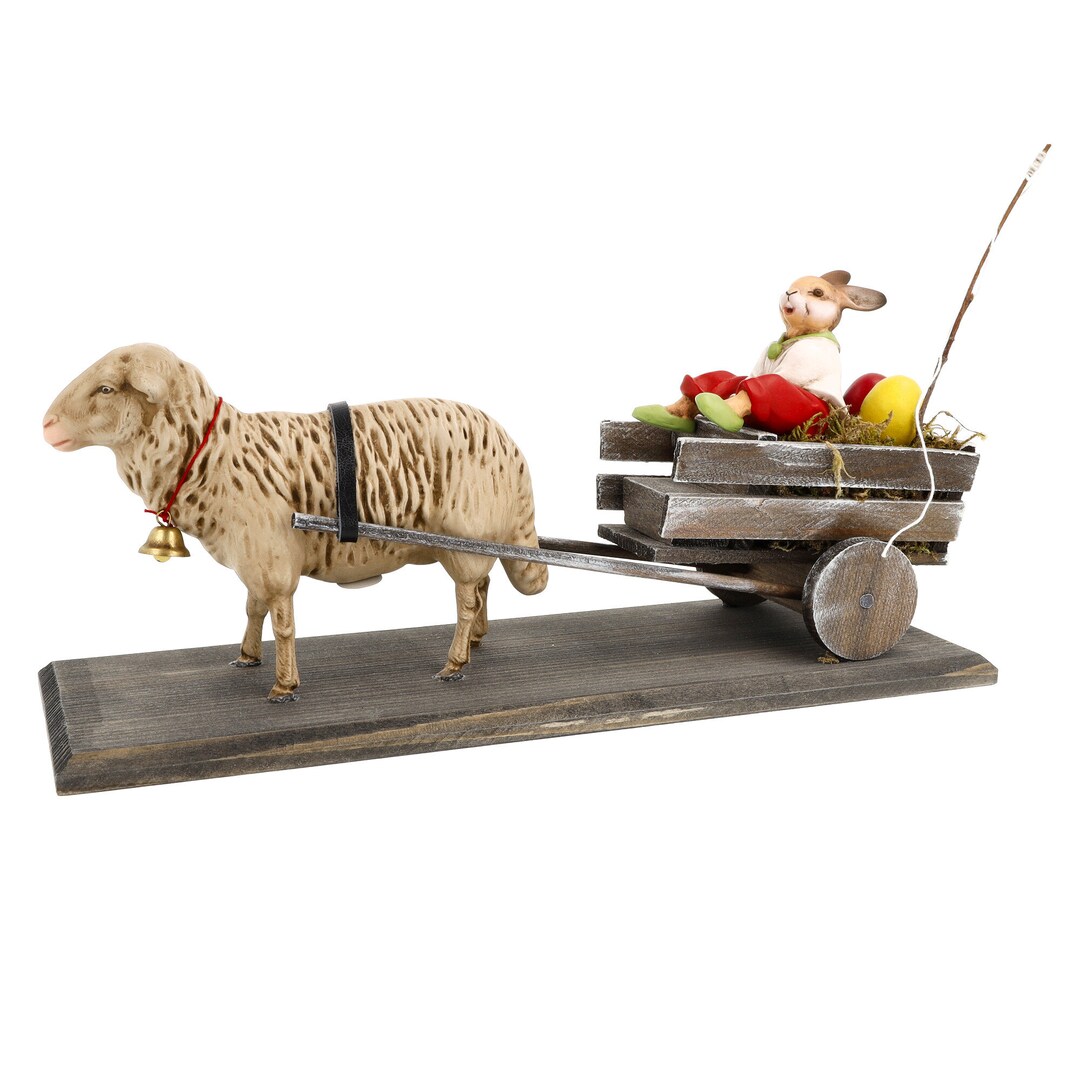 Easter Cart With Sheep and Bunny Driver Tabletop Décor Made in Germany ...