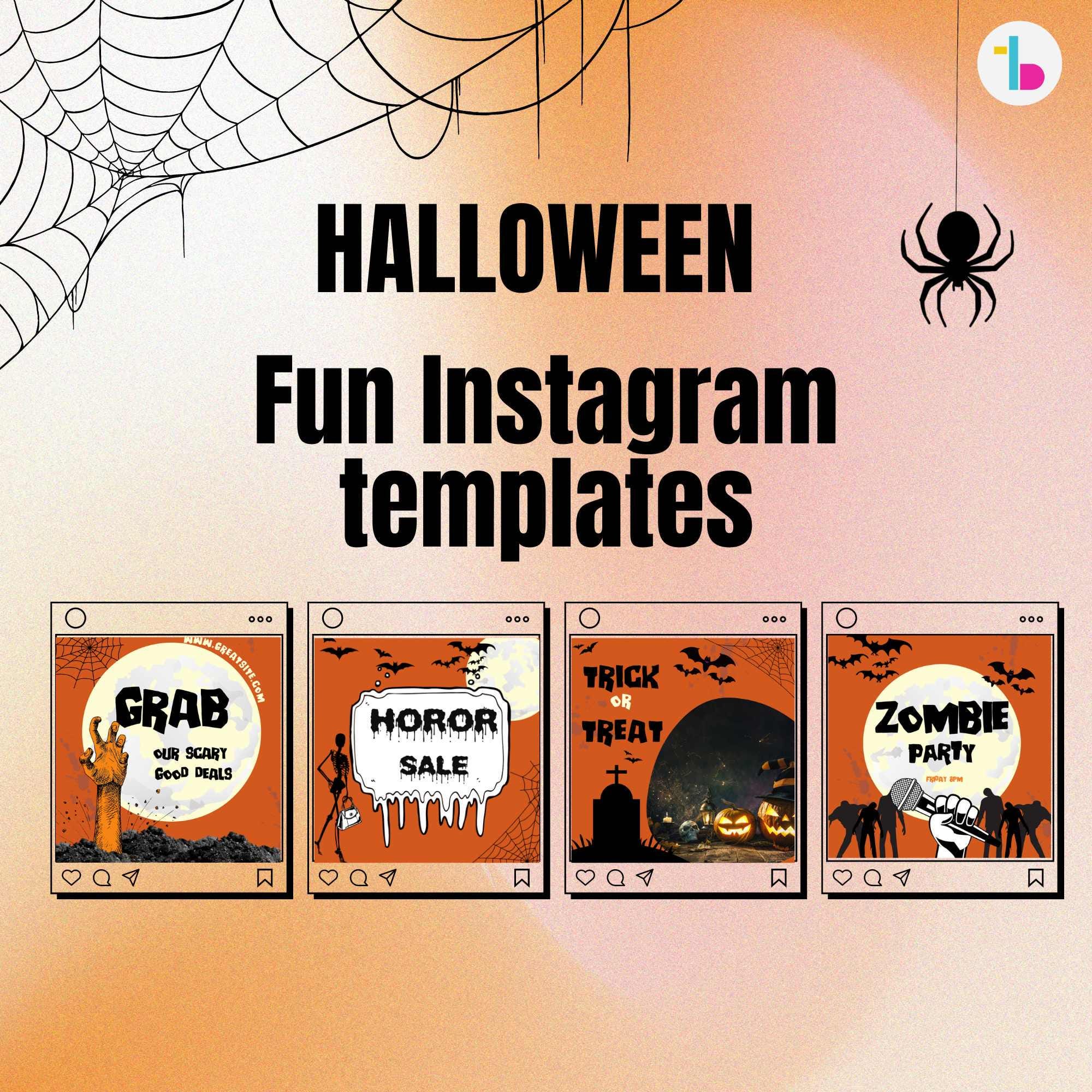 Halloween Post Templates Bundle Kit, Halloween Social Media Post ...