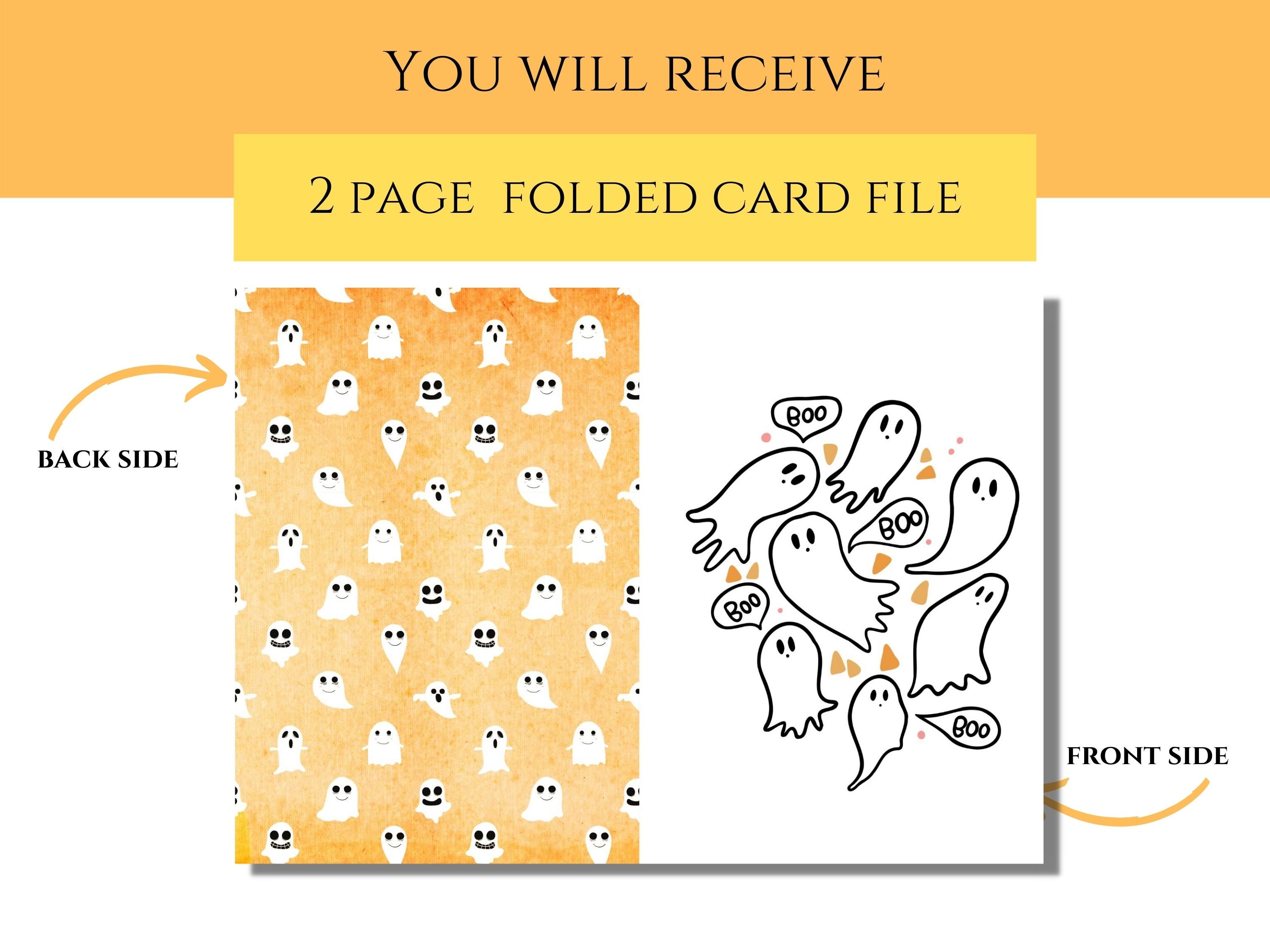 Boo Halloween Ghost Card, Printable Folded Card, Halloween Cute Card ...