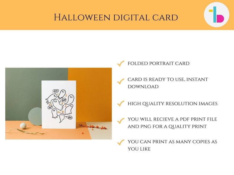 Boo Halloween Ghost Card, Printable Folded Card, Halloween Cute Card ...