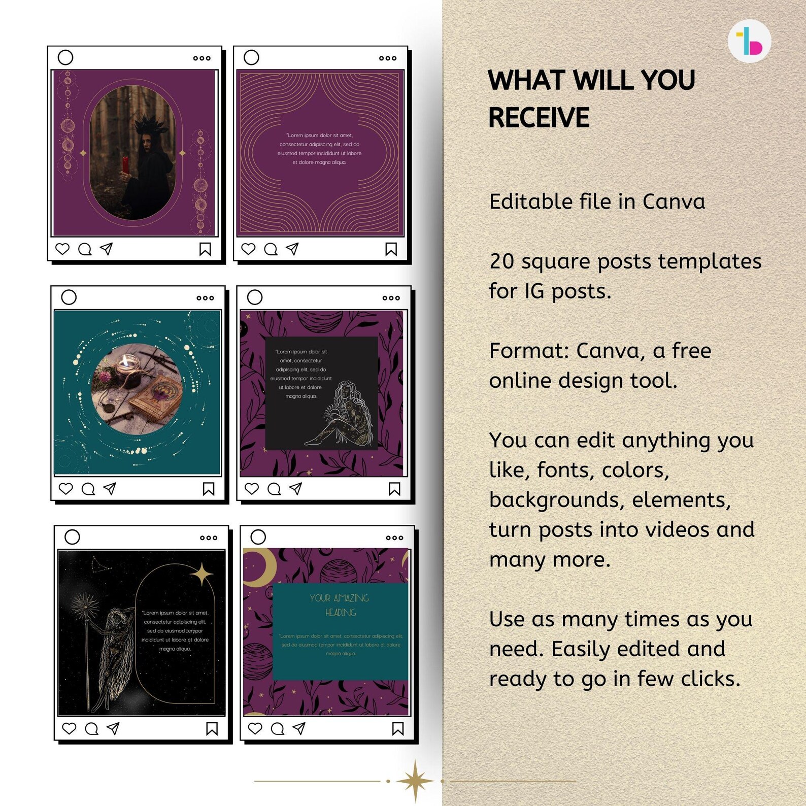 Occult Canva Template Pack - 20 Enchanting Witchy Designs for Instagram ...